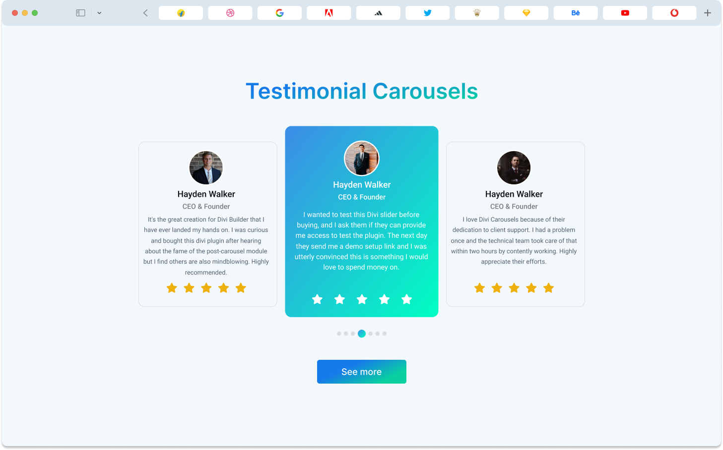 DIVI TESTIMONIAL CAROUSEL OVERVIEW - Divi Carousels Slider
